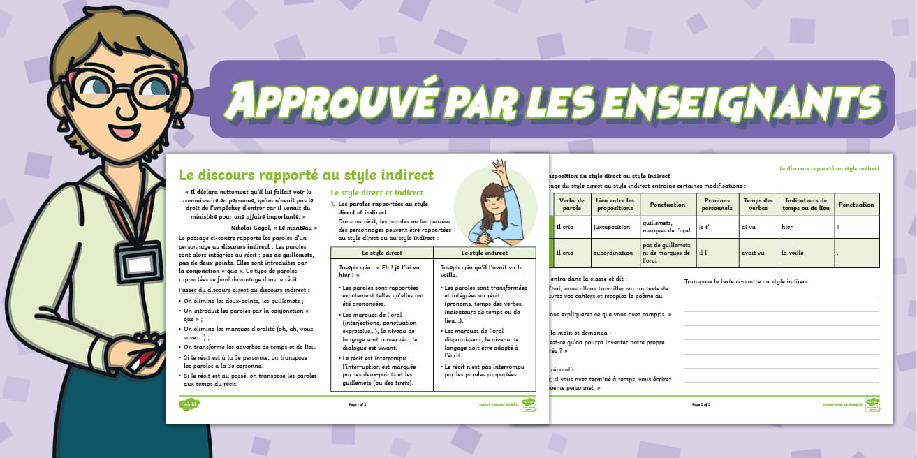 Le discours rapporté au style indirect