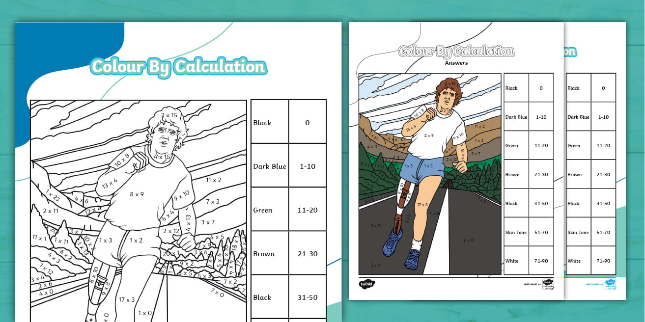 Terry Fox Colour By Calculation Junior
