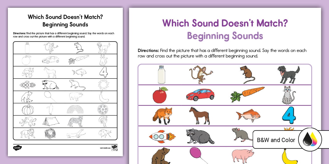Which Sound Doesn't Match? Beginning Sounds Worksheet for PreK-K