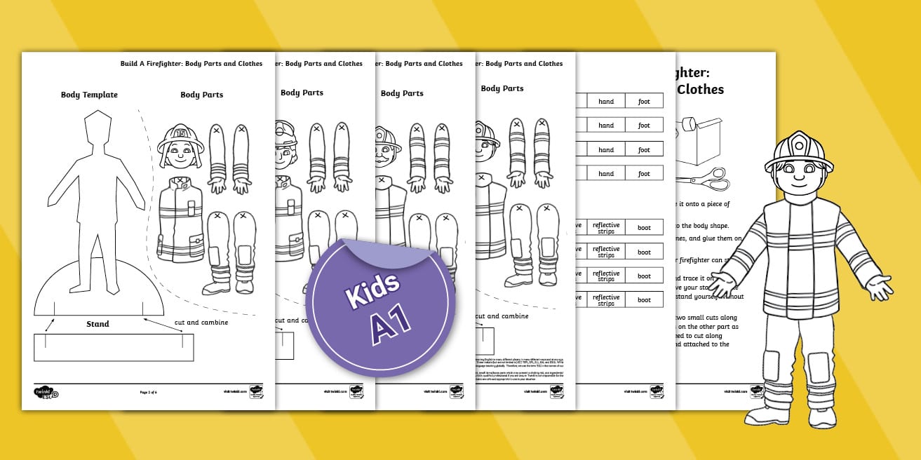 ESL Build A Firefighter - Body Parts and Clothes Craft [Kids, A1]