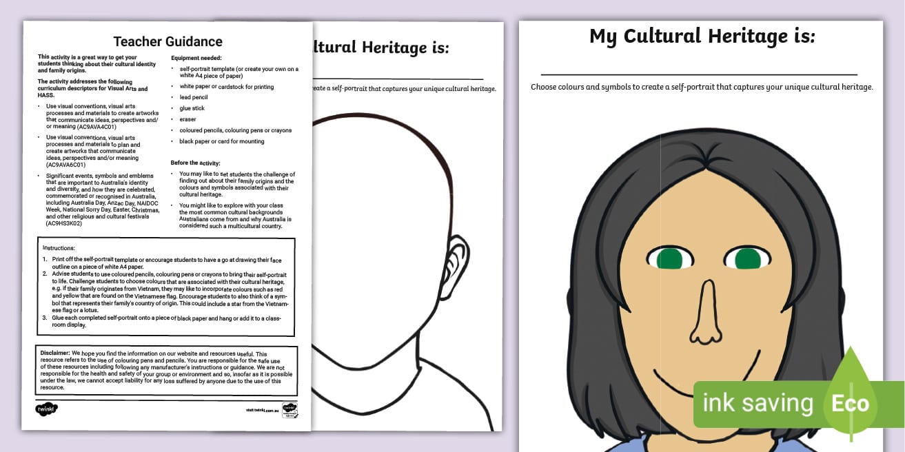 My Cultural Heritage Self-Portrait Activity