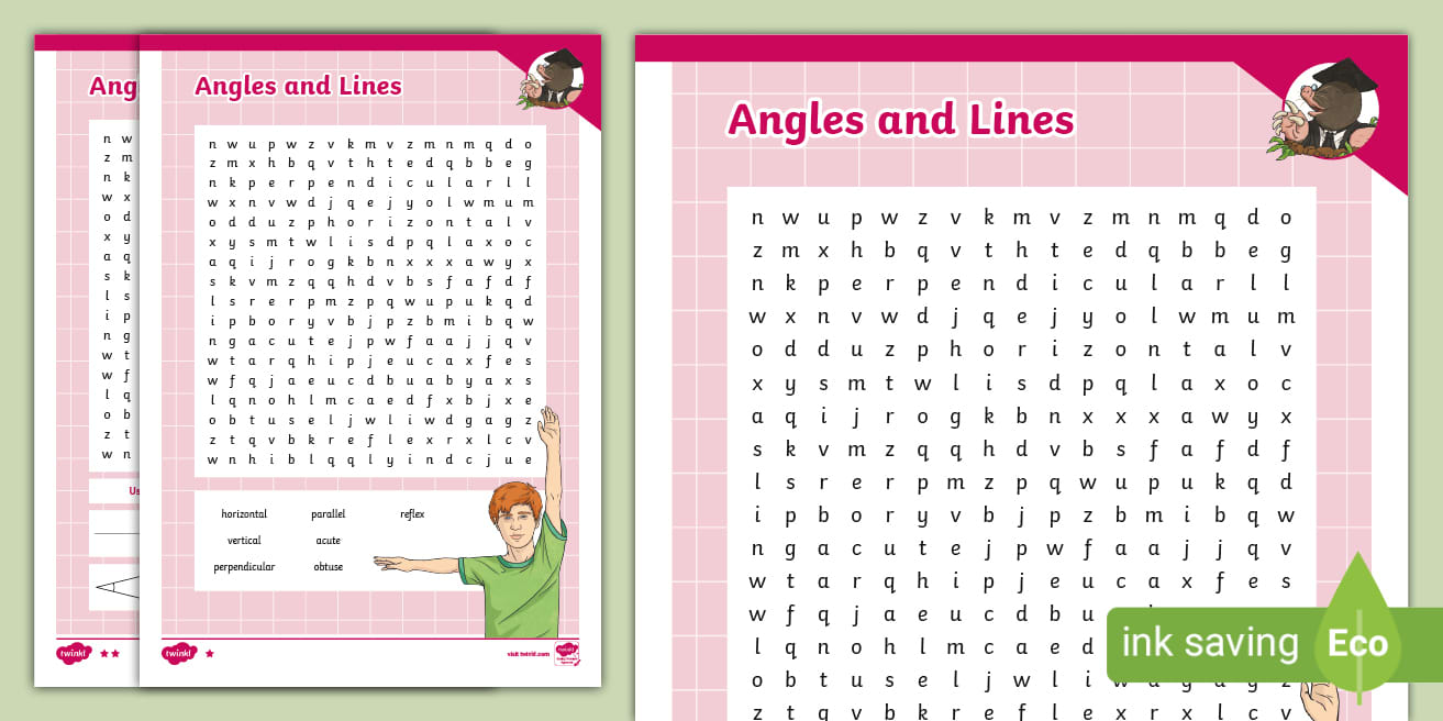 Angles and Lines Differentiated Word Search