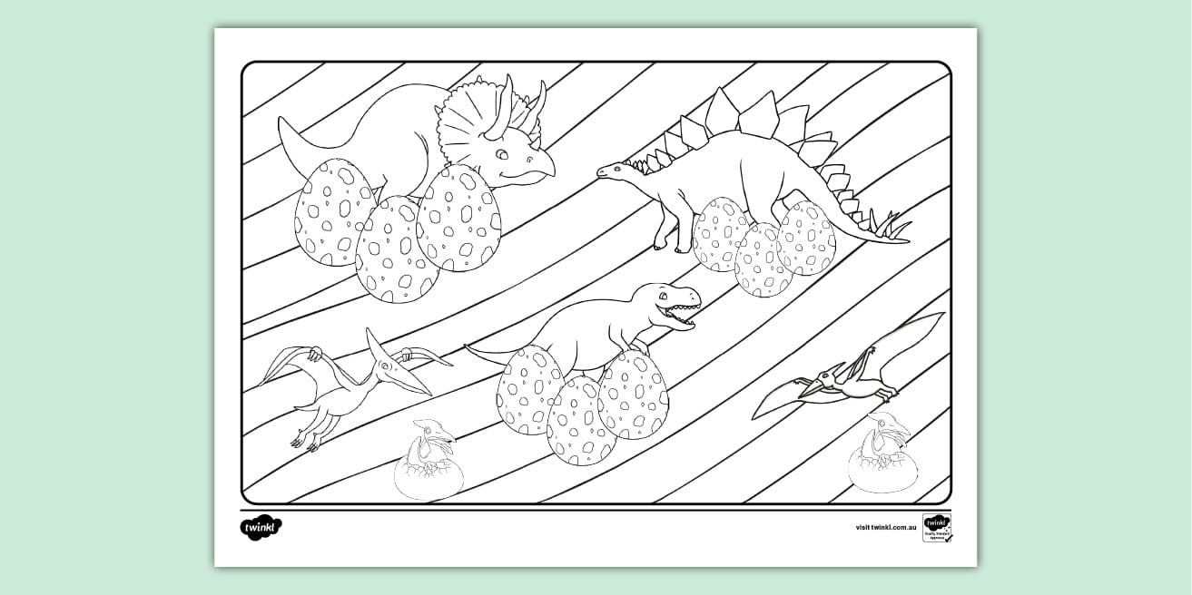 Dinosaur Themed Mindfulness Colouring Sheet