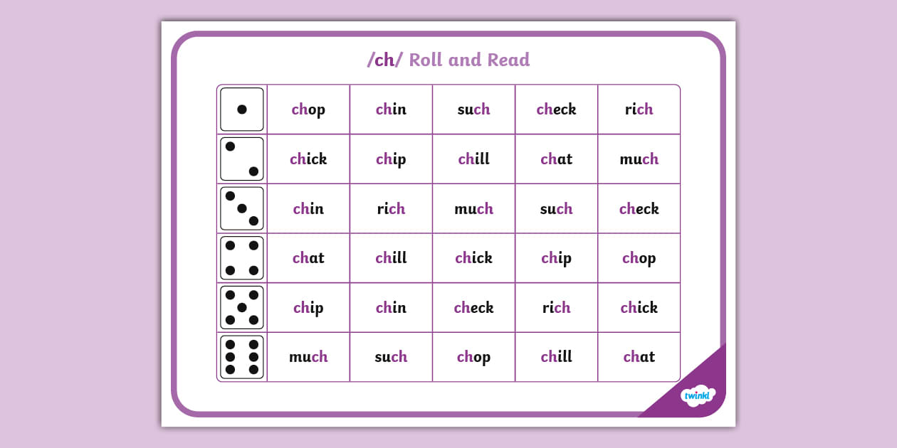 Phase 3 /ch/ Phoneme Roll and Read Mat