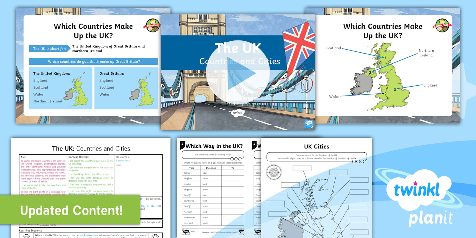Geography: The UK: Countries and Cities Year 3 Lesson Pack 1