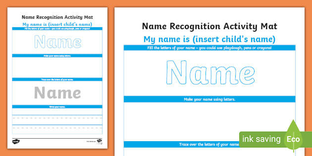 Editable Name Recognition Make Read Write Activity Mat