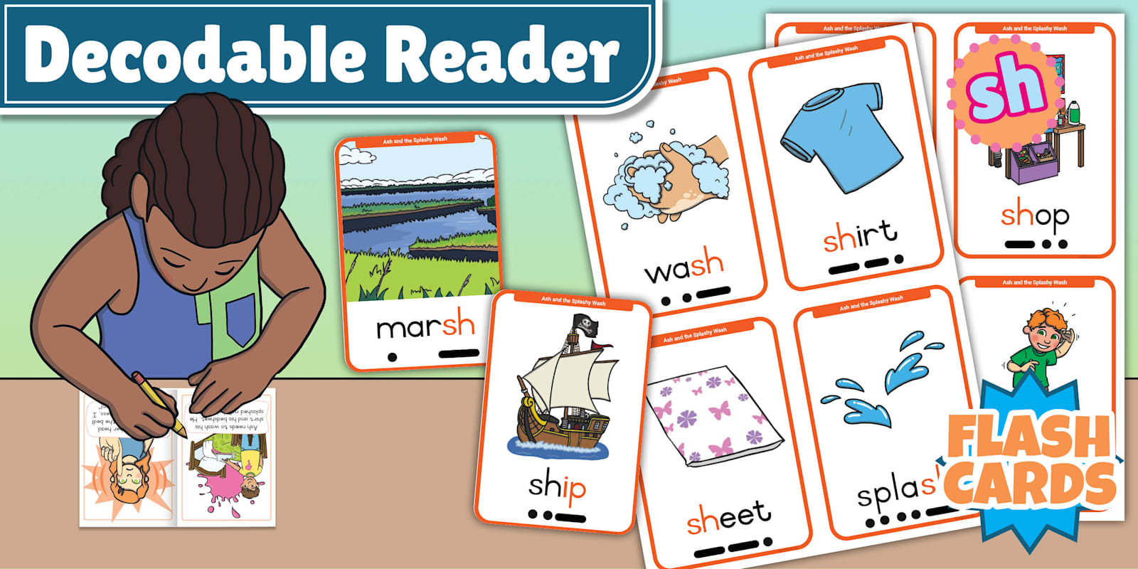 Foundation Phase Phonics - sh Decodable Readers - Flashcards: Ash and ...