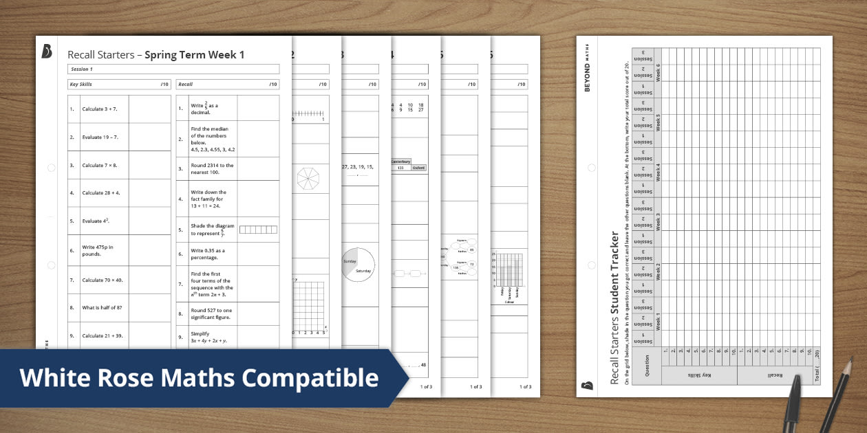 White Rose Maths Recall Starters - Spring Term Weeks 1 to 6 Bundle