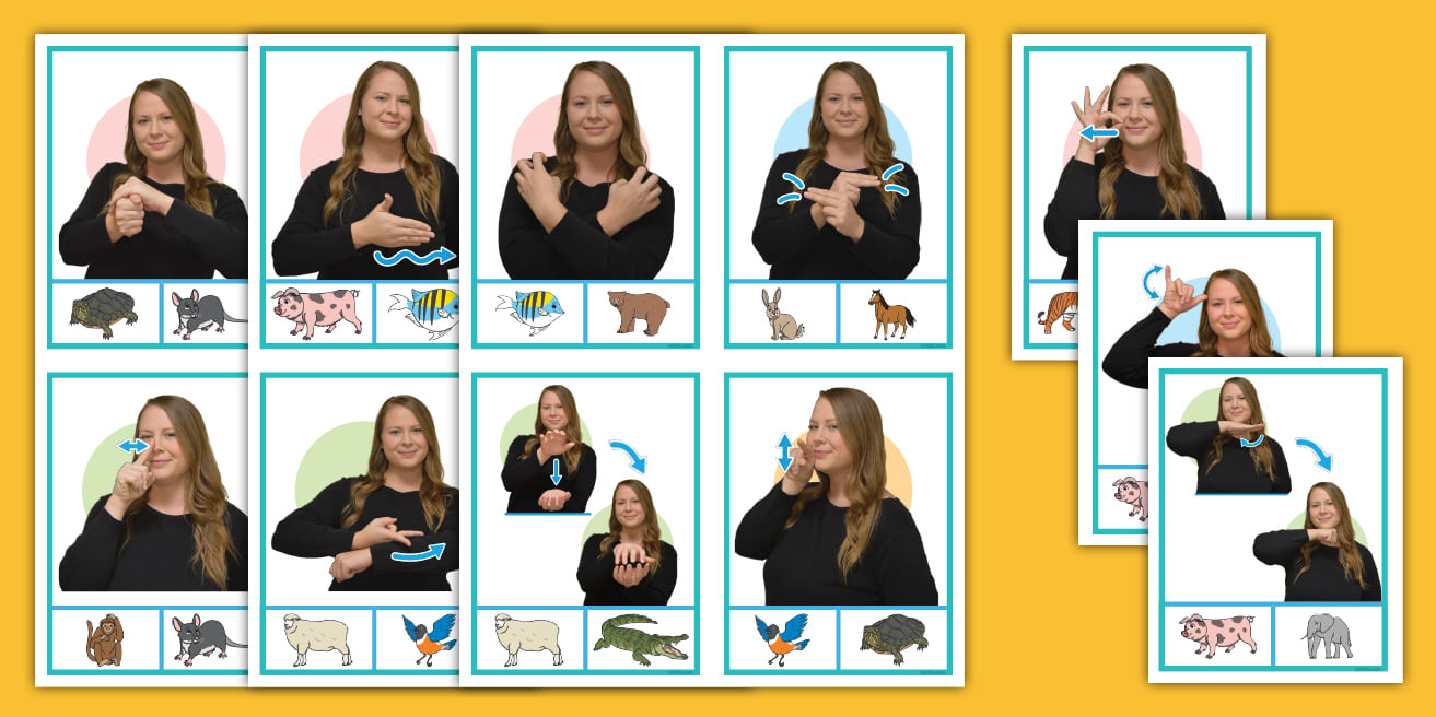 ASL Animals Clip Cards