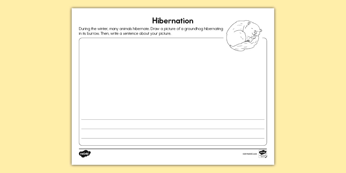 Hibernation Drawing | Groundhog Day Worksheet | Twinkl USA