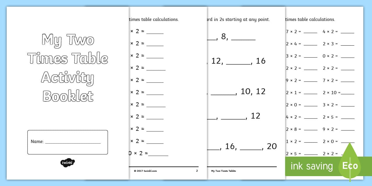 2 Times Table Activity Booklet