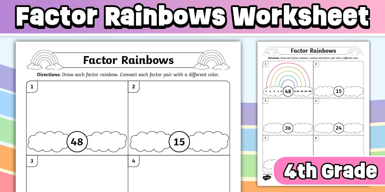 Fourth Grade Factor Rainbows Worksheet