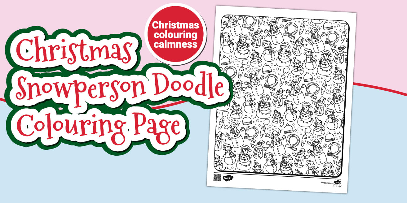 Christmas Snowperson Doodle Colouring Page