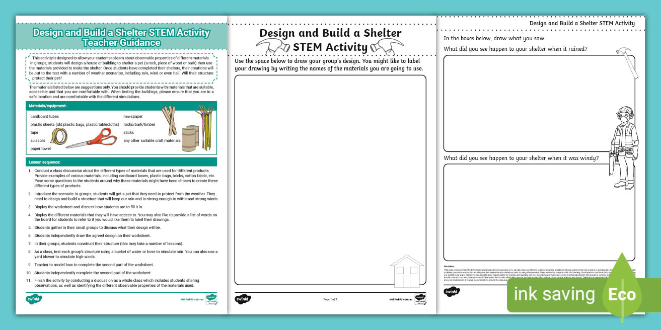 Design and Build a Shelter STEM Activity