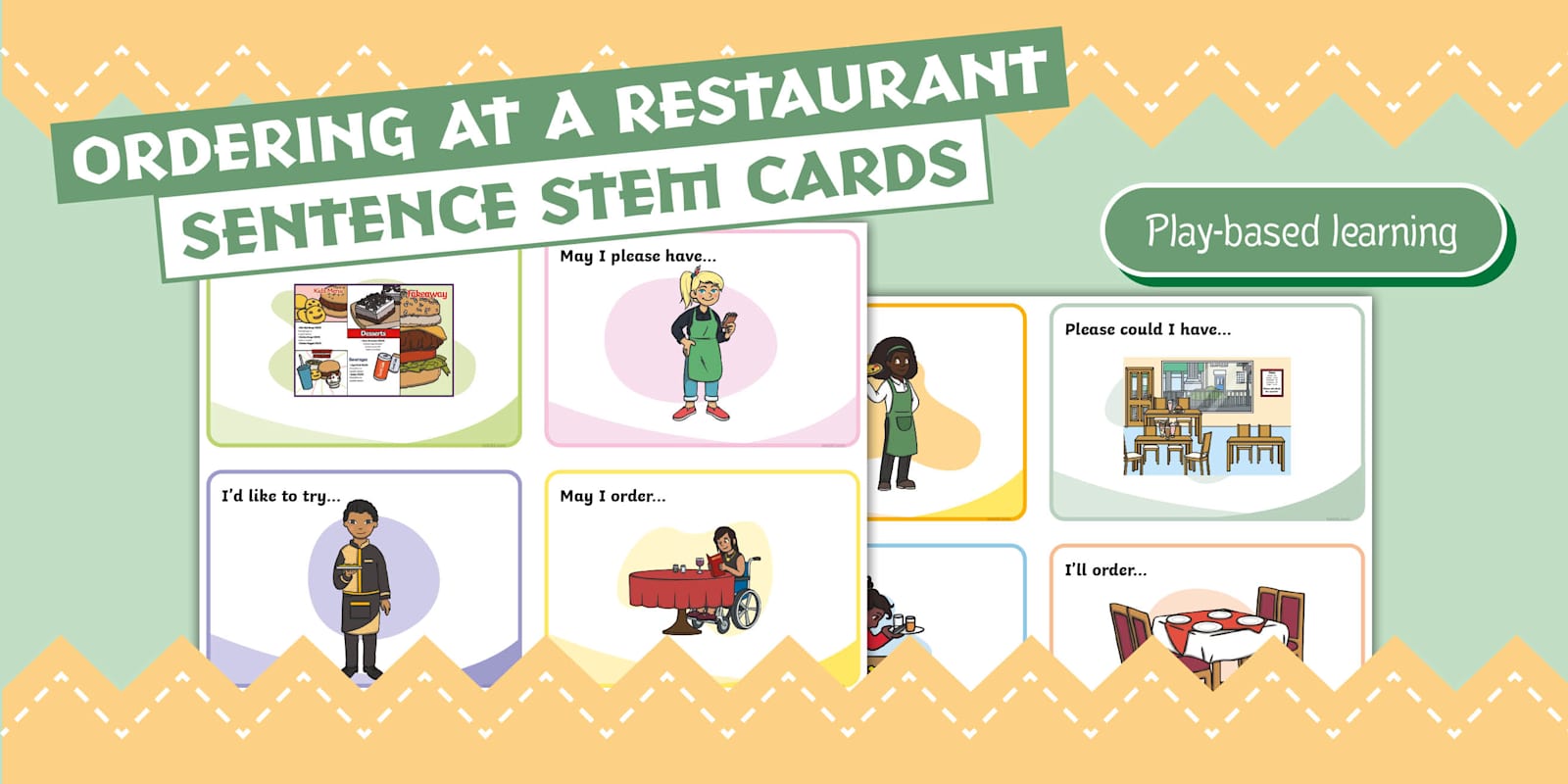 Ordering at a Restaurant Sentence Stem Cards