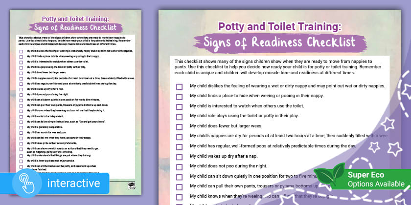 Toilet Training Checklist - Toilet Training Readiness