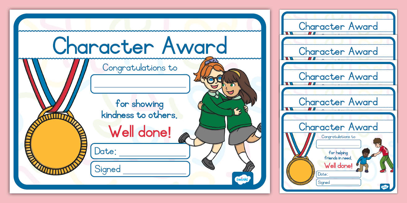 Character Award Certificates