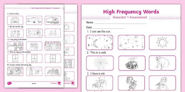 High Frequency Words Semester 1 Assessment