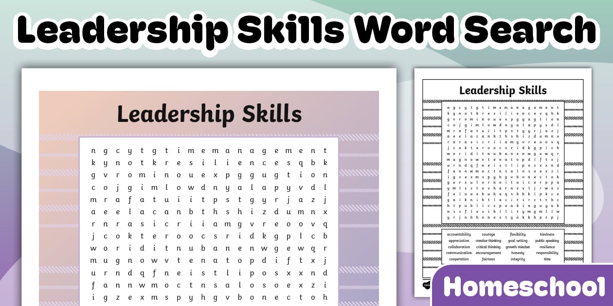 Leadership Skill Word Search for Homeschool