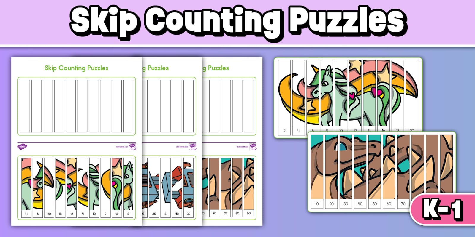 Skip Counting Puzzles for K-1st Grade