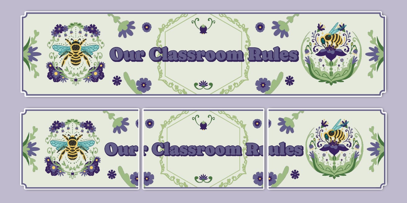 Bee-Themed Our Classroom Rules Display Banner