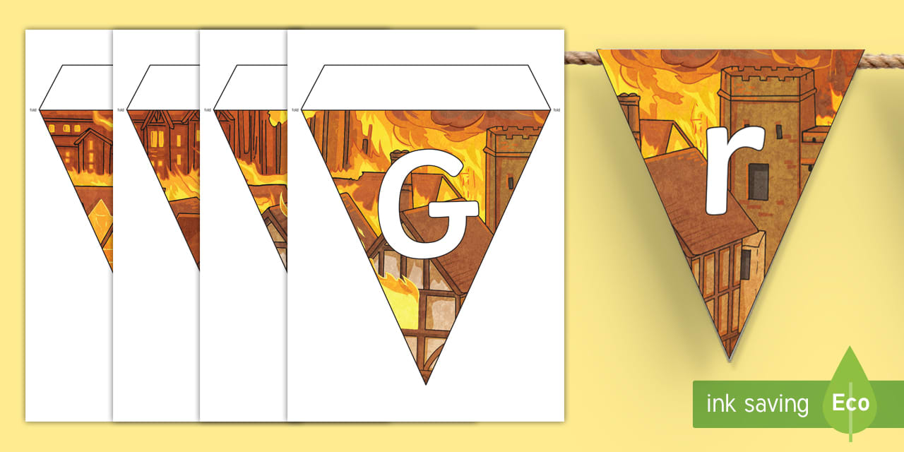 KS2 The Great Fire of London Display Bunting - GFOL, King Charles II ...