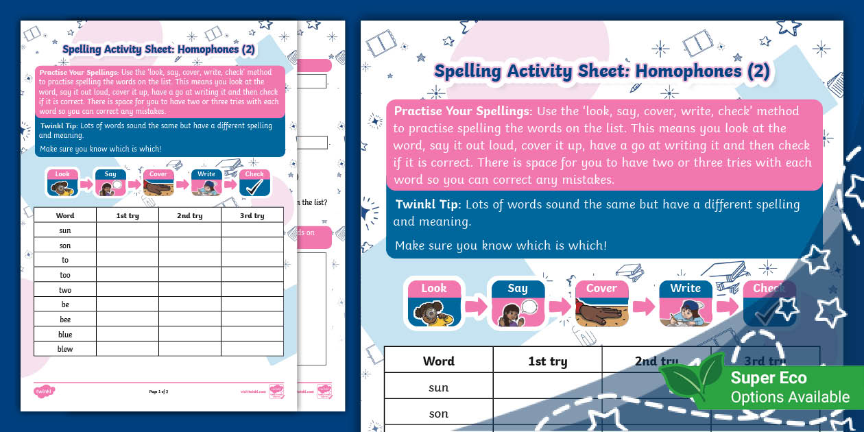 Spelling Activity Sheet: Homophones (2)