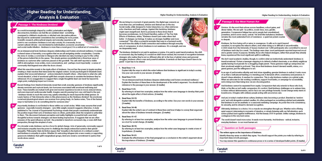 Higher RUAE Practice Paper: The Kindness Dividend