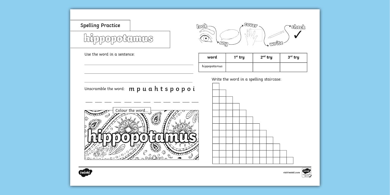 How Do You Spell Hippopotamus? Activity Sheet