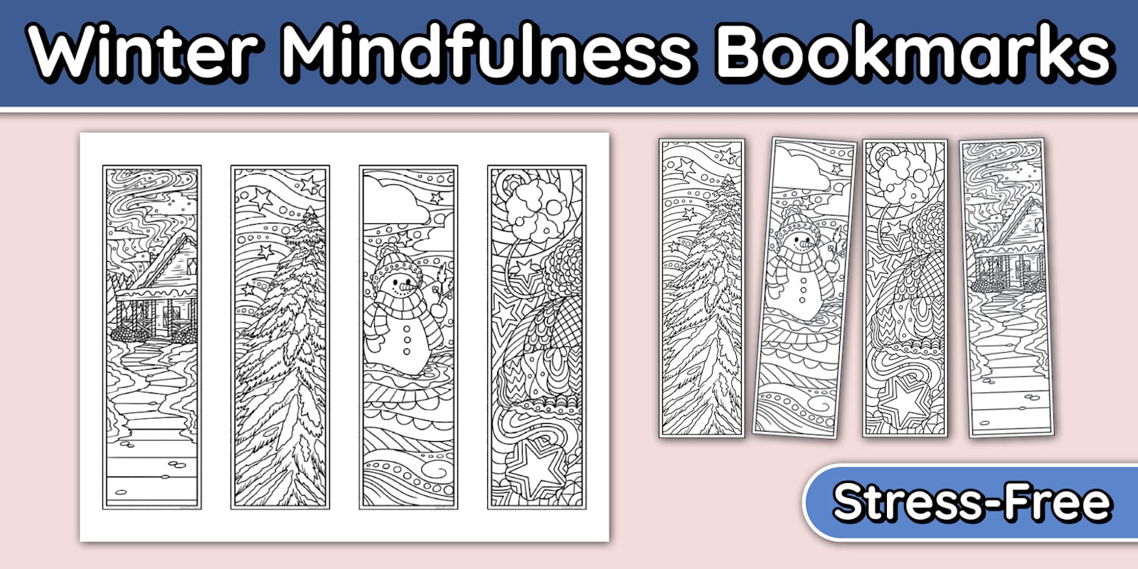 Winter Mindfulness Coloring Bookmarks