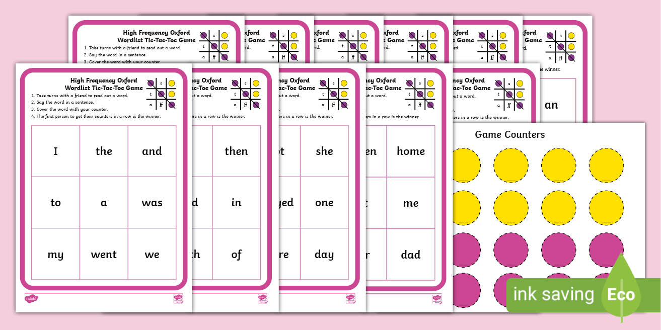 High Frequency Oxford Wordlist Tic-Tac-Toe Games