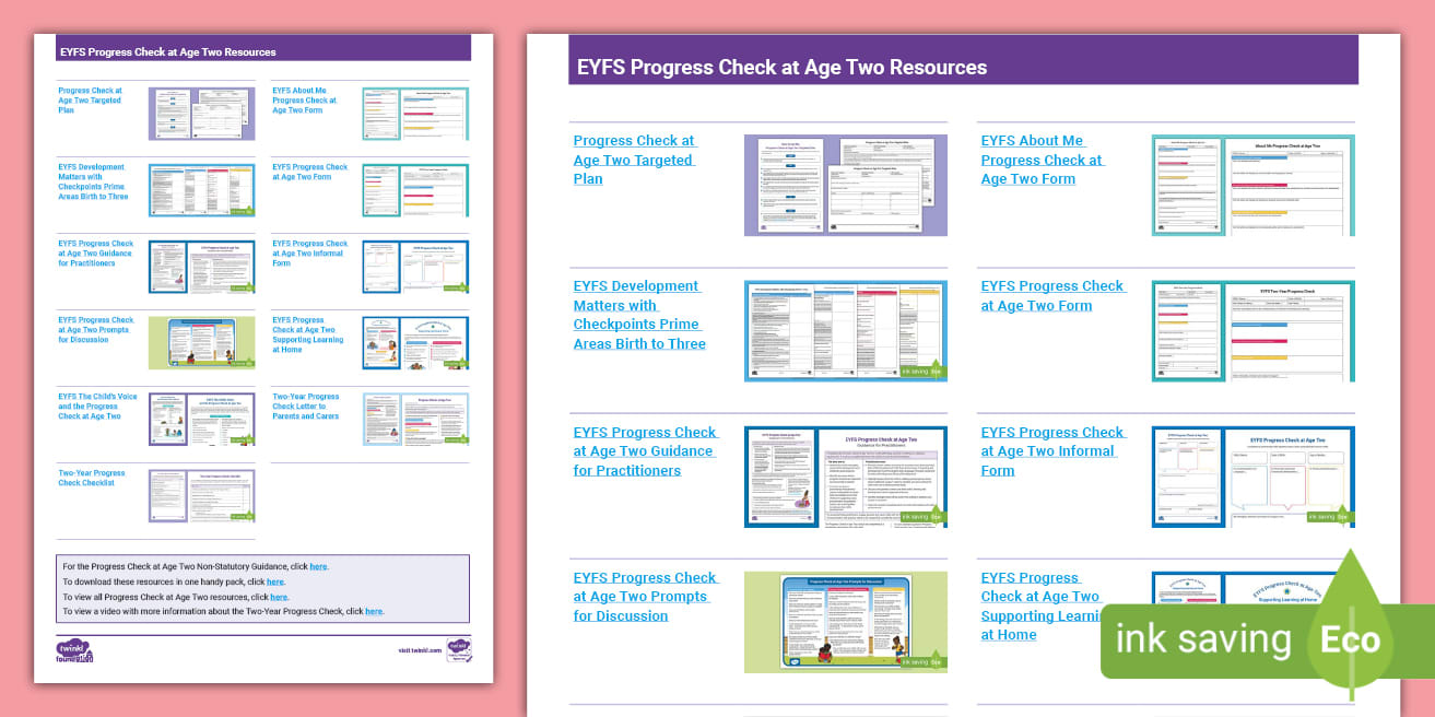 EYFS Progress Check at Age Two Resources | Twinkl