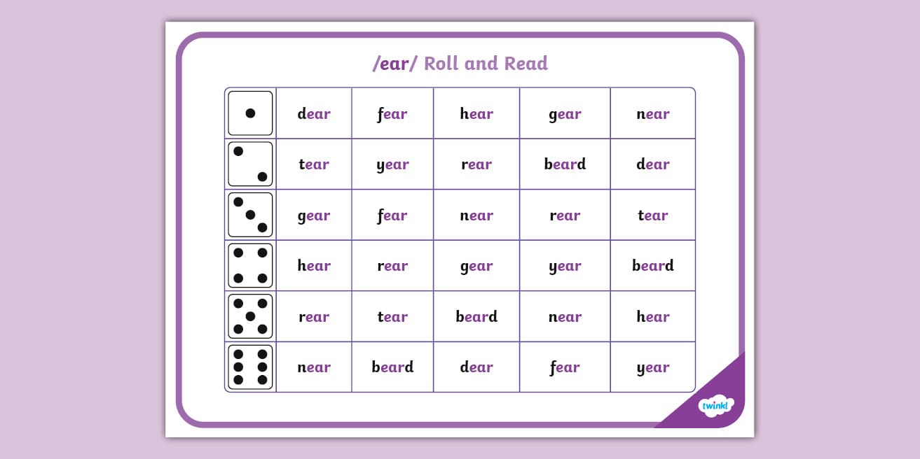 Phase 3 /ear/ Phoneme Roll and Read Mat - Twinkl