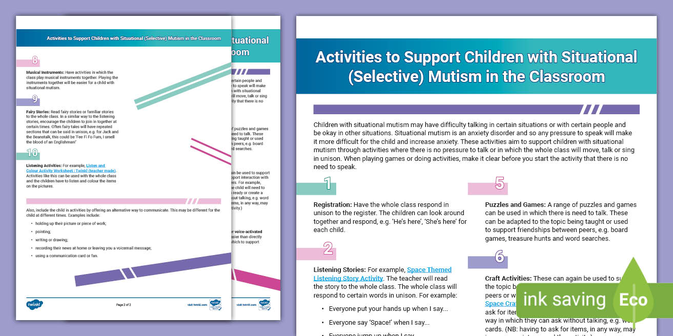 Activities to Support Children with Situational (Selective) Mutism in ...