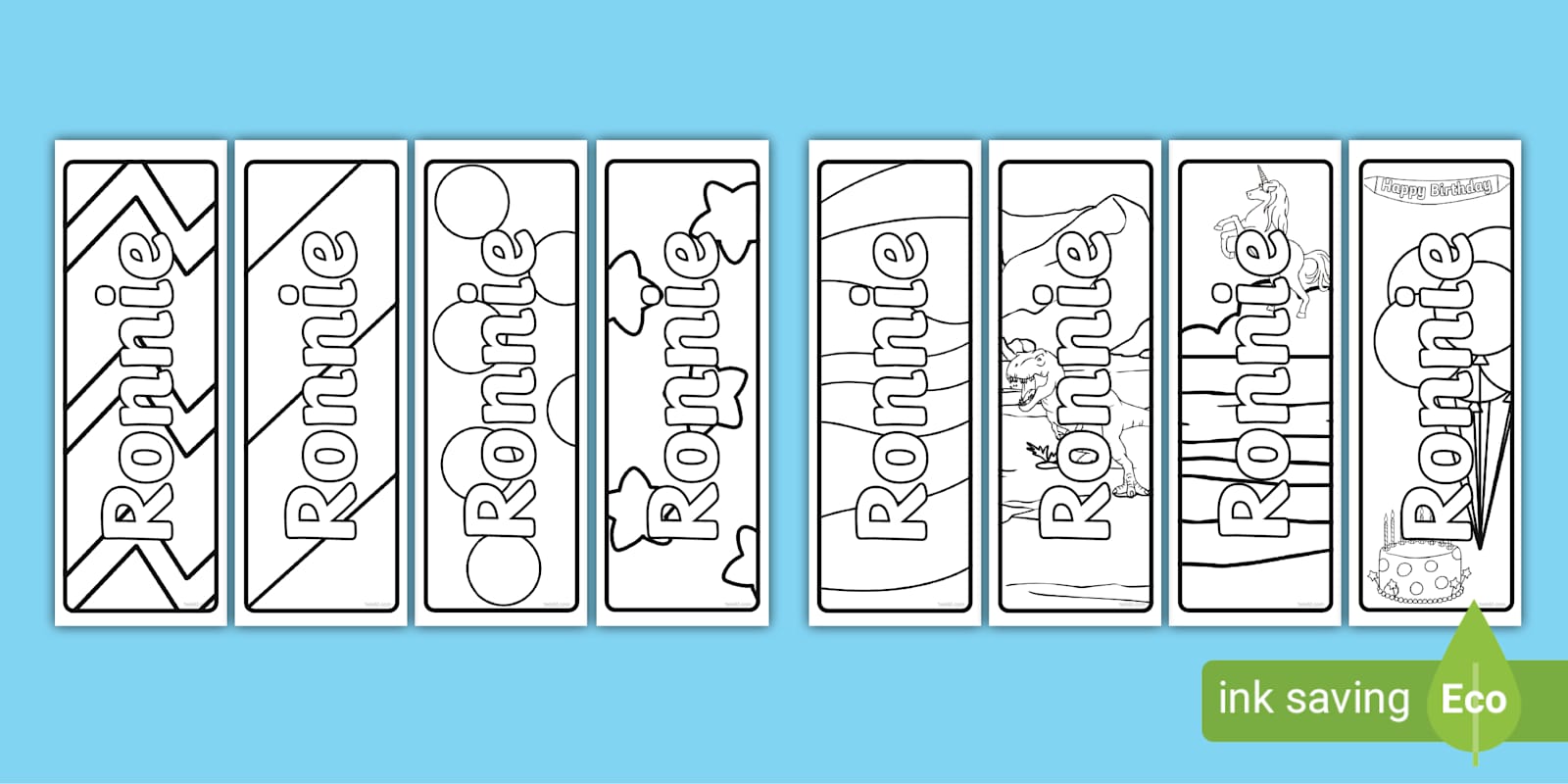 Ronnie Name Simple Colouring Bookmarks | Twinkl | KS1