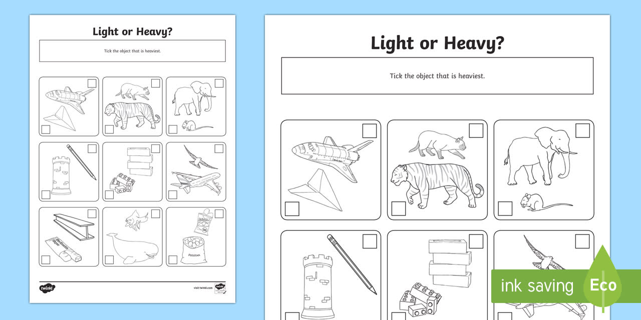 Heavy or Light Worksheet / Worksheet - Measurement, worksheet, weight ...