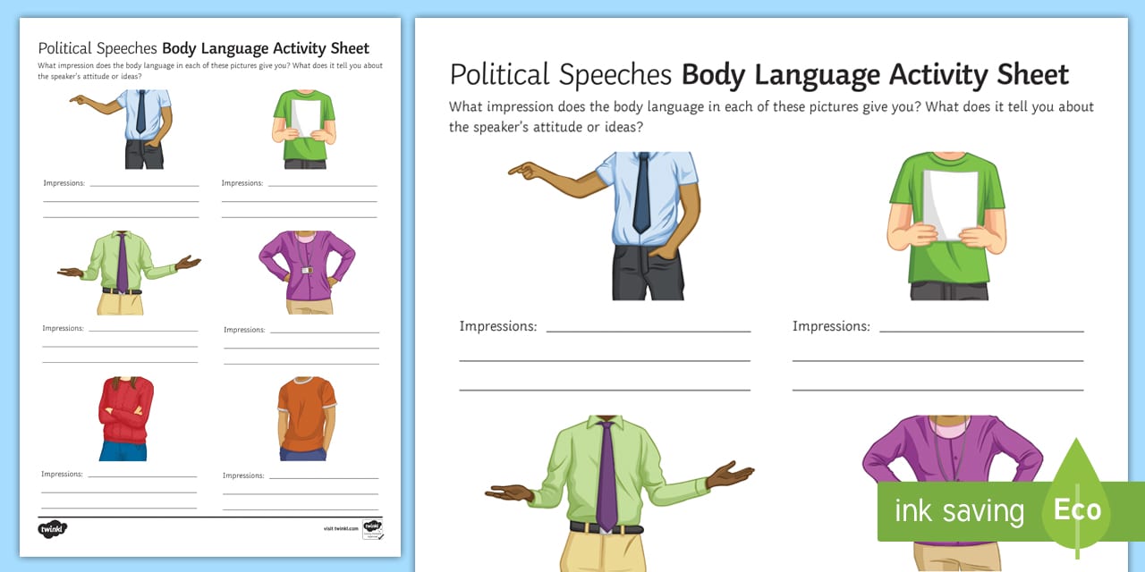 Body Language - Non-Verbal Communication Worksheets
