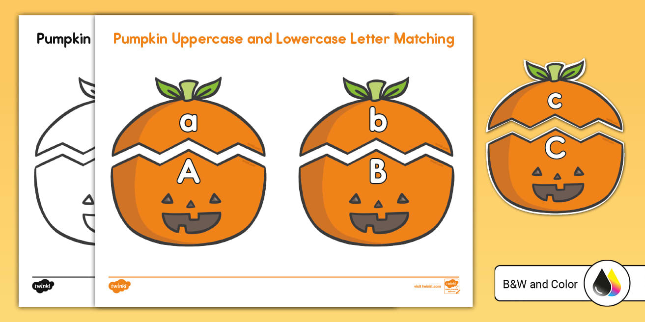 Pumpkin Uppercase and Lowercase Letter Matching Worksheet