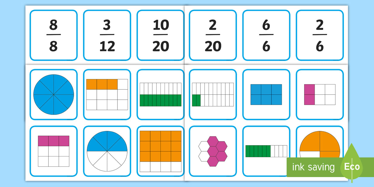 Fractions Cards - Matching Activity - Twinkl