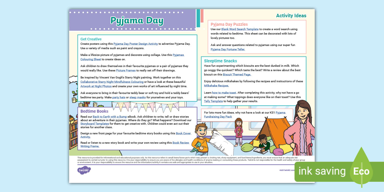 Pyjama Day Activity Ideas
