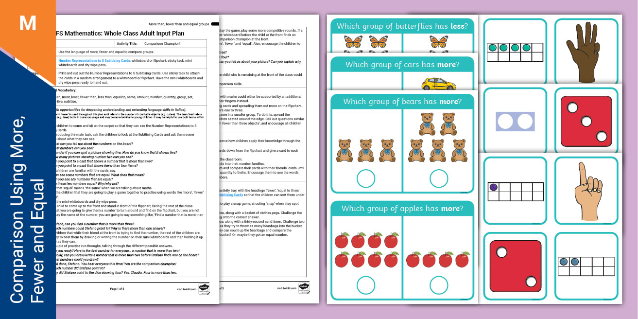 EYFS Maths: Comparison Champion! Whole Class Activity Adult Input Plan ...