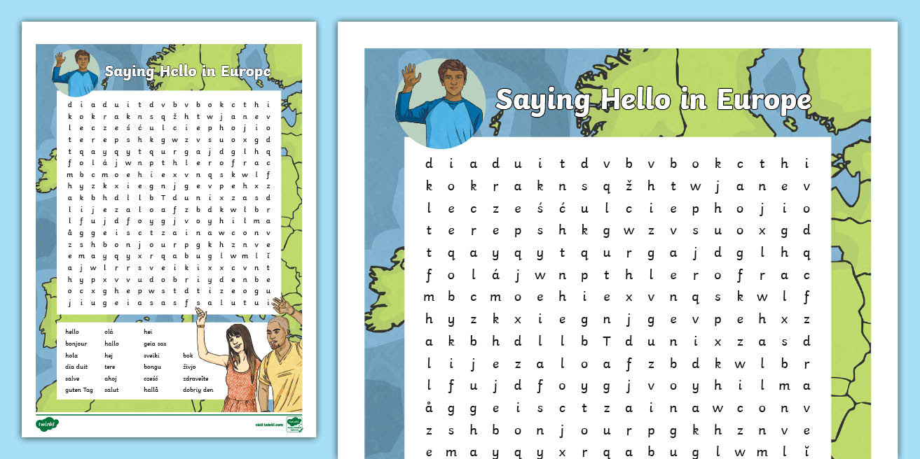 Saying Hello in Europe Word Search