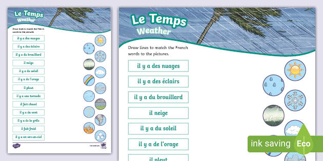 French: Weather Matching Activity - Twinkl - KS2