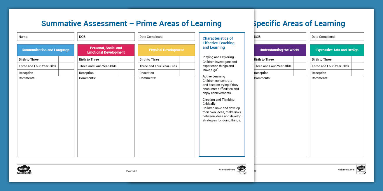 EYFS Summative Assessment Form: Prime and Specific Areas