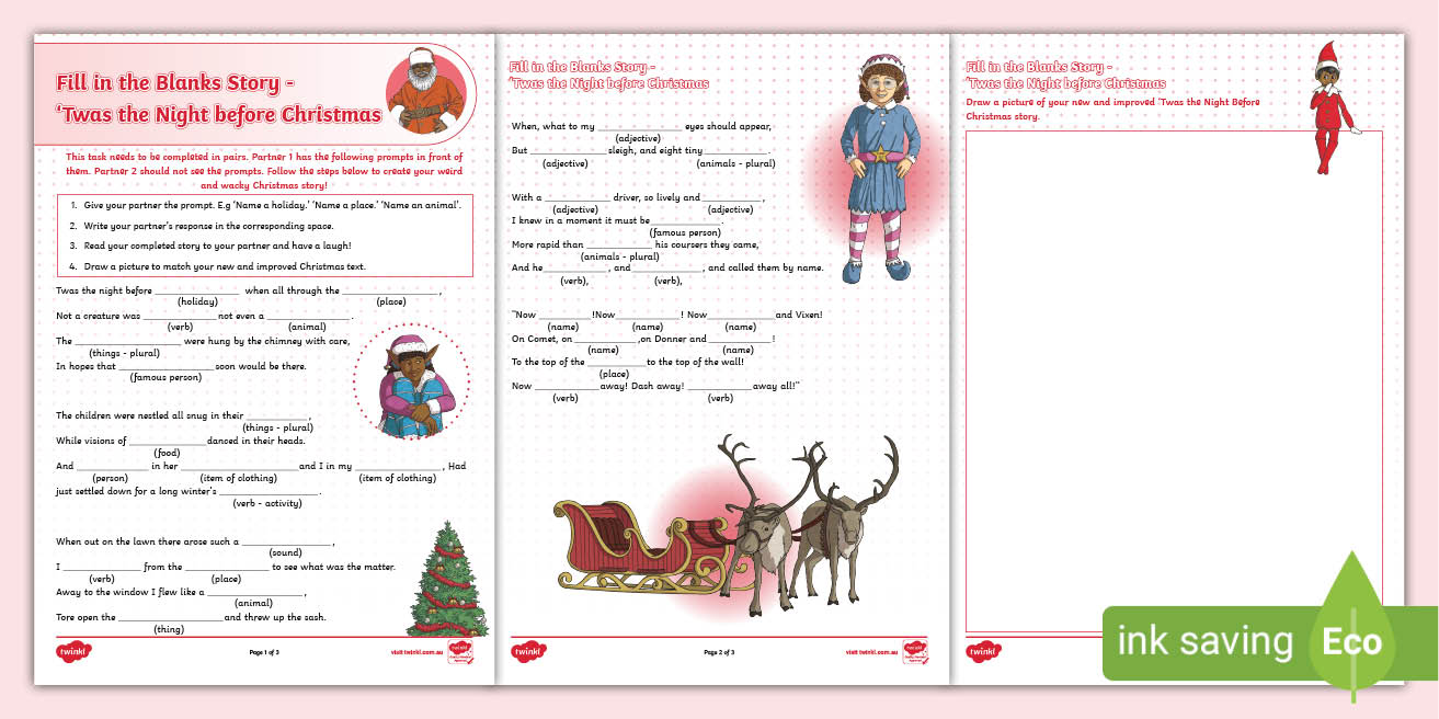 Fill in the Blanks Story - 'Twas the Night before Christmas