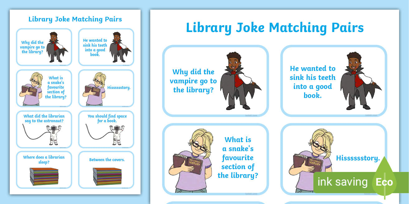 Jokes about the Library - Library Joke Matching Pairs