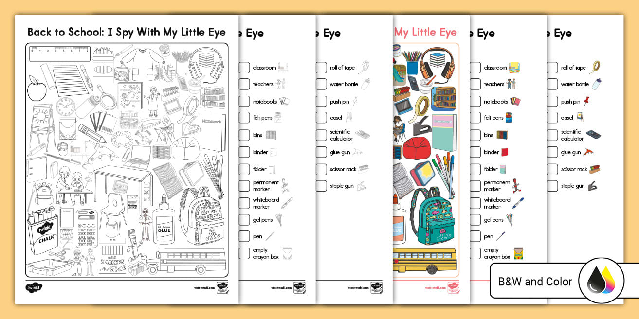 Back to School: I Spy With My Little Eye Activity