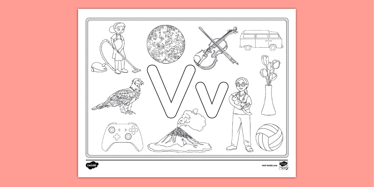 coloring page of letter v