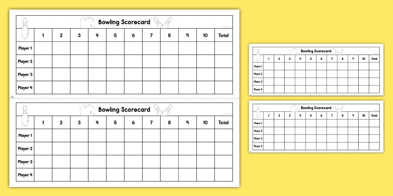 Bowling Alley Dramatic Play Scorecards