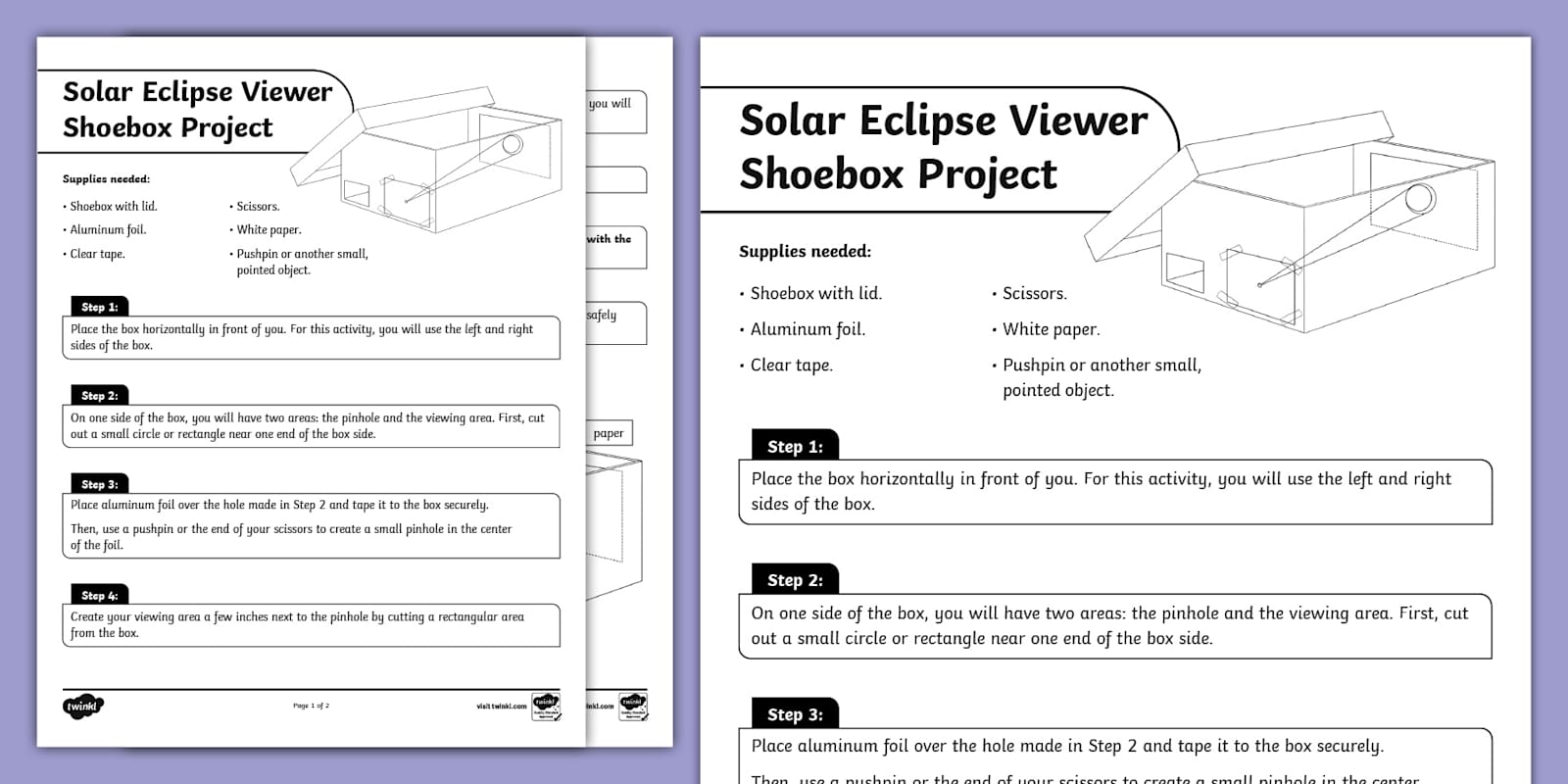 Solar Eclipse Viewer Shoebox Project for 6th-8th Grade